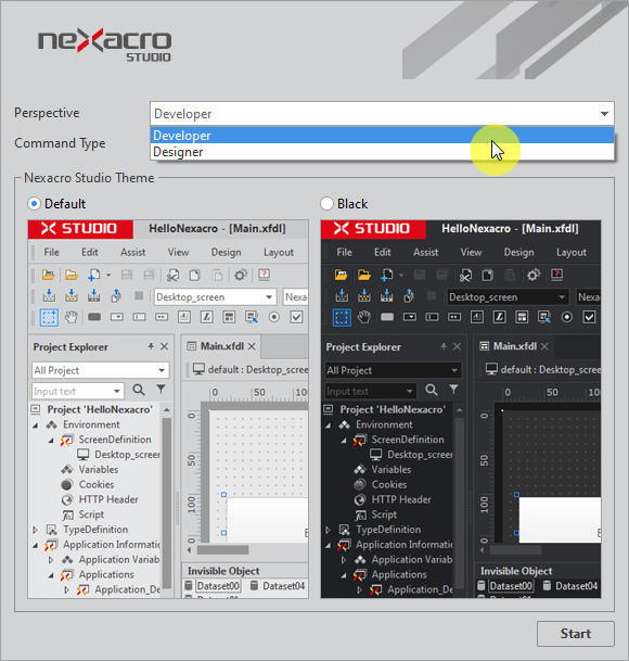 Installing Nexacro Studio, Start Page, Help