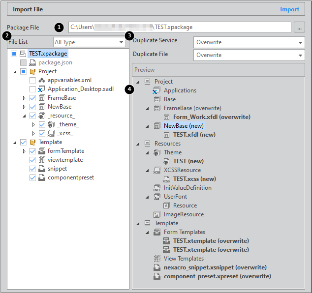 Project Editing | Export, Import, Module Installation